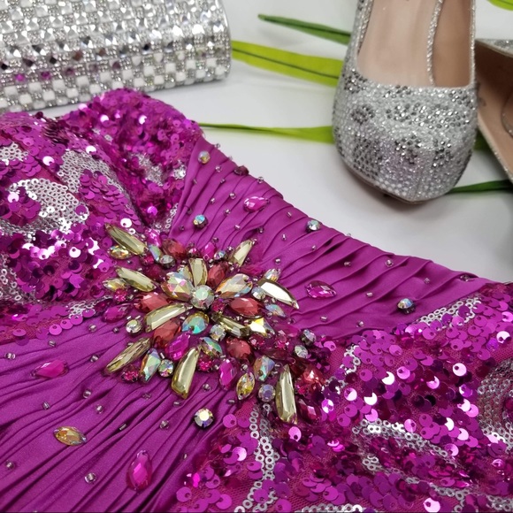 Riva Designs | Dresses | Riva Designs Pink Sequin Dress Sz | Poshmark